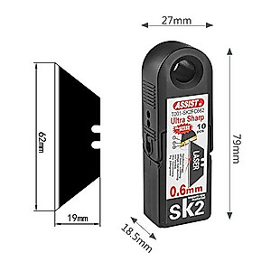 ASSIST 60-pack Utility Knife Blades,6 Durable Plastic Boxes, SK2 High-Carbon Steel,Nice Tempered Black Blade Replacement for Standard Retractable Cutting Knives, Box Cutter