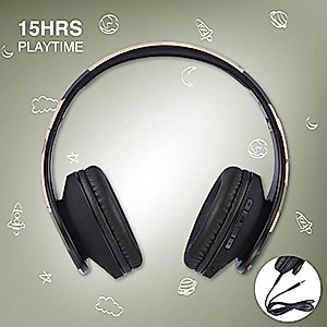 PowerLocus Kids Headphones Over-Ear, Bluetooth Wireless Headphones for Kids,with Microphone, Safe 85DB Volume Limited, Foldable with Carry Case, Audio Cable, Micro SD mode for Online Classes,PC,Phones