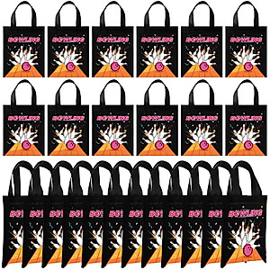 Kajaia 24 Pcs Bowling Party Favor Bags Bowling Goodie Bags Reusable Non Woven Bowling Gift Bags with Handles Bowling Party Decor Bowling Birthday Party Supplies(Cute Style)