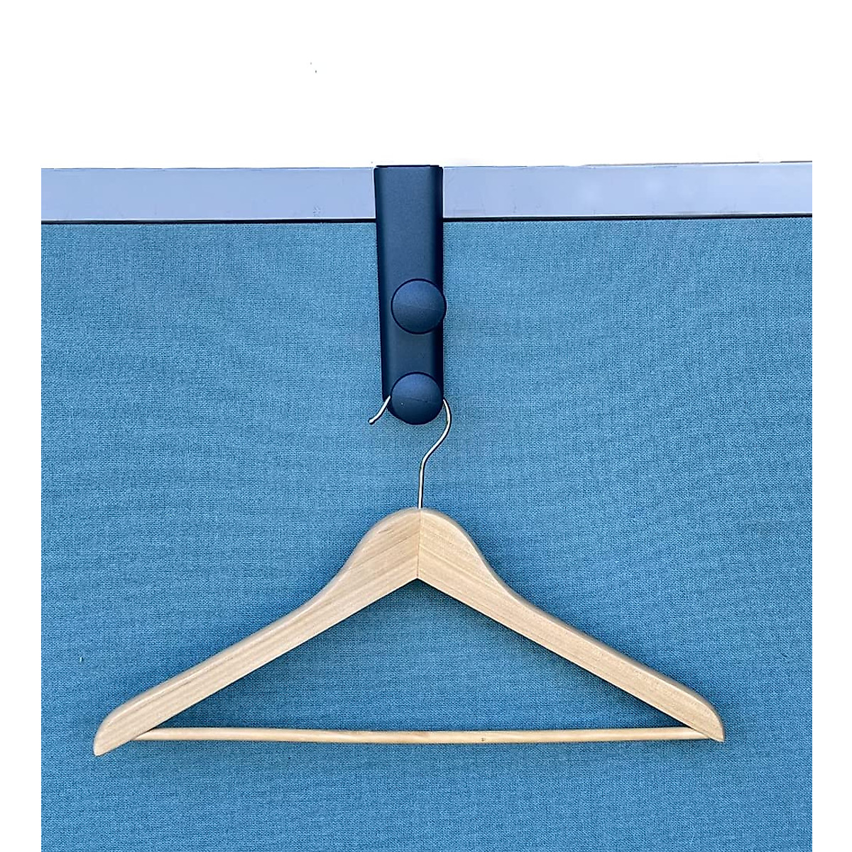 Tetra-Teknica Cubi-pro CWH03 Over-The-Panel Cubicle Partition Wall Garment Hanger with Double Posts, 2 1/2" - 3" Panels, Black