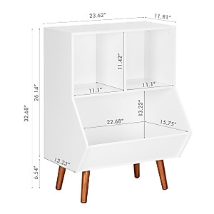 UTEX Toy Storage Organizer, Kids Bookshelf and Toy Storage with Legs, 3 Cube Storage Organizer, Toy Shelf for Kids Room, Living Room, Nursery, White
