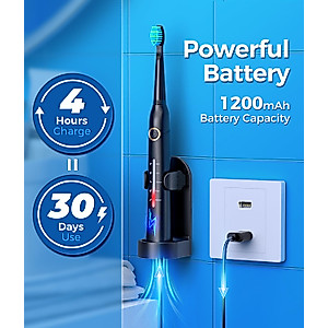 TEETHEORY Sonic Electric Toothbrushes for Adults and Kids, 8 Brush Heads Electric Toothbrush with 40000 VPM Deep Clean 5 Modes, Rechargeable Toothbrushes Fast Charge 4 Hours Last 30 Days