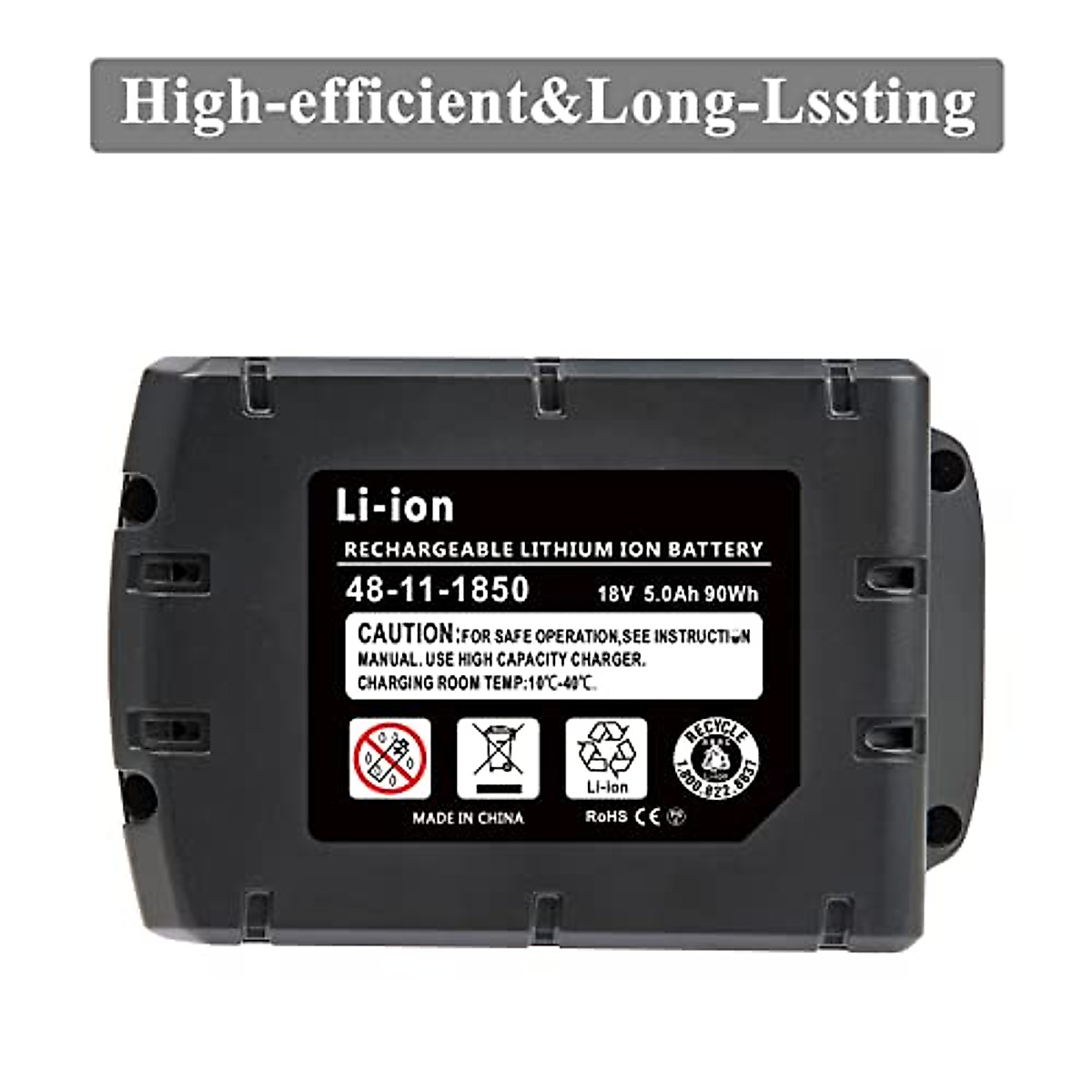 CELL9102 Replacement 2PACKS M18 Battery and Charger Combo for Milwaukee 18V 48-11-1850 Battery and Battery Charger 48-59-1812, Capacity Output 5.0Ah