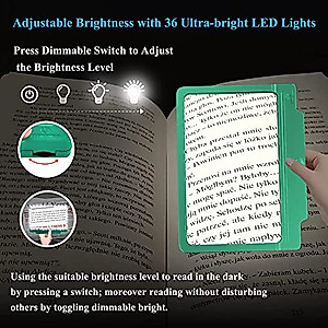4X Magnifying Glass with 36 Adjustable LED Lights Provide Full-Page Viewing Area Evenly Lit Perfect for Low Vision Person and Seniors （Green）