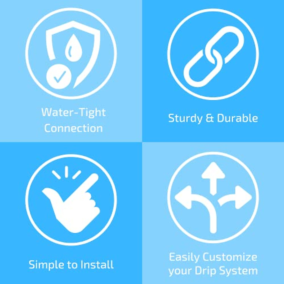 Habitech Irrigation Fittings Kit for 1/2" Tubing - 20 Piece Set - 6 Tees, 6 Couplings, 2 Elbows, 6 End Cap Plugs - Barbed Connectors for Rain Bird and Compatible Drip or Sprinkler Systems