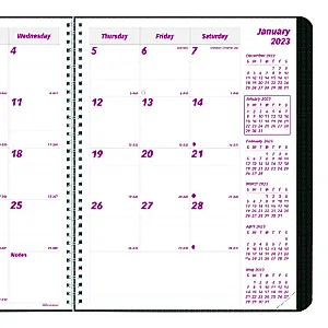 Brownline 2023 DuraFlex Monthly Planner, 14 Months, December 2022 to January 2024, Twin-Wire Binding, 8.875" x 7.125", Black (CB1200V.BLK-23)