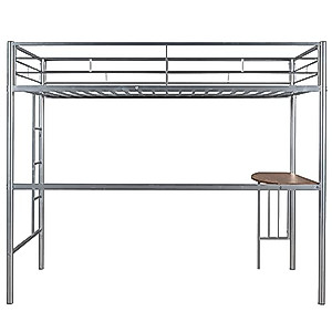 DEYOBED Twin Size Metal Loft Bed Frame with Desk and Spacious Under-Bed Design - Tailored for Kids and Teens