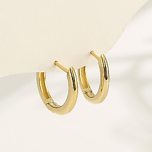 925 Sterling Silver 11.94X11mm Hoop Earring Setting French Lever Earring Hooks Wire Base Blank Drop Dangle Earrings Mounting for Women(Gold Color)