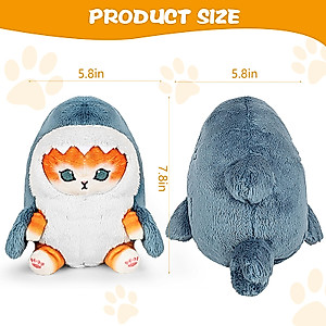 Generic 8'' Cute Shark Cat Plush Toy Soft Shark Cat Stuffed Animal Plushies Toy Figure Doll Pillow Birthday for Kids
