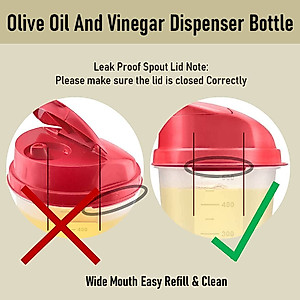 Plastic Olive Oil And Vinegar Dispenser Bottle For Kitchen Cooking With Spout Lid To Pour, Plastic Oil Cruet Container, Thigh Wide Mouth Easy Refill & Clean - BPA Free (25 OZ)