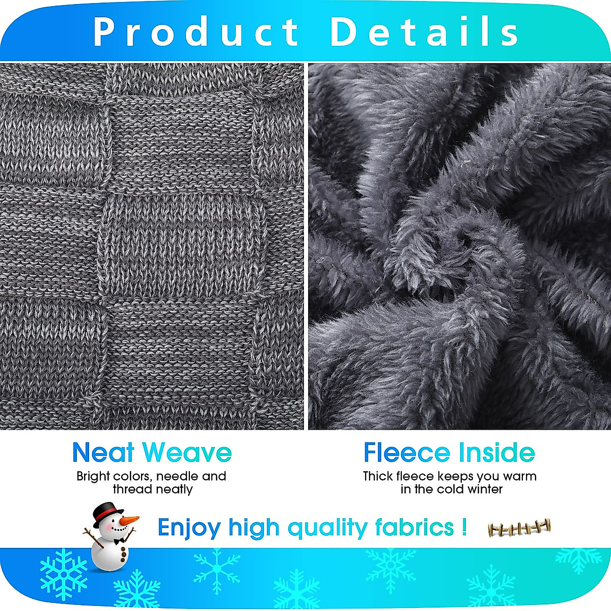 Winter Hats for Men Women Warm Gloves Lined Knit Thick Slouchy Beanie Touch Screen Anti Slip Silicone Gel Winter Gloves (Black, Gray, 2 Set)