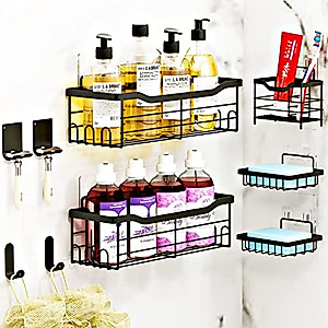 YGMMGY Shower Caddy Bathroom Organizer, Shower Shelves [9-Pack], Adhesive Shower Accessories Organizer, Large Capacity Shower Racks, Rustproof Stainless Steel Bathroom Shower Organizer