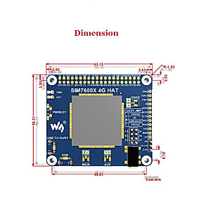 4G/3G/2G/GSM/GPRS/GNSS HAT Module for Raspberry Pi /4B/3B+3B/2B/Zero/Zero W/Zero WH/Jetson Nano Based on SIM7600G-H Support LTE CAT4 up to 150Mbps for Downlink Data Transfer,the Global Version
