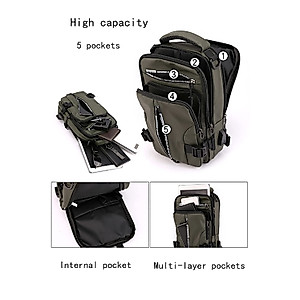 WZCSLM Sling Bag for Men Women Shoulder Backpack Chest Bags Crossbody Daypack with USB Cable for Hiking Camping Outdoor Trip (ArmyGreen)