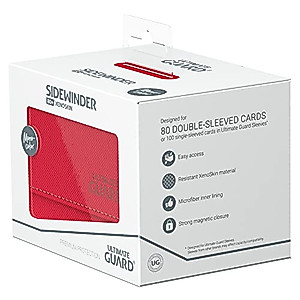 Ultimate Guard Sidewinder 80+, Deck Box for 80 Double-Sleeved TCG Cards, Red, Magnetic Closure & Microfiber Inner Lining for Secure Storage