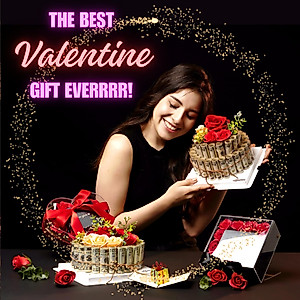 Ribbonbonbox Money Pull Out Gift Box – Luxury Flower Box wt Cash Box Insert – Unique Gift for Wife, Girlfriend, Mother, Friend – Surprise Box for Birthday, Thanksgiving, Christmas - Pranks for Adults