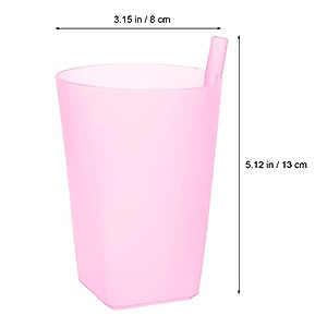 EXCEART Sippy Cup 4PC Sippy Cups Plastic Cups with Built- in Straw Candy Color Water Container Drinking Cups Toddler Drinking Cups Milk Cups Straw Cups for Children Kids Water Cup(Random Color)