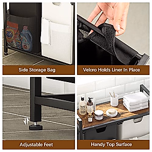 Lulive Double Laundry Hamper, Multifunctional Basket Organizer, 112L Laundry Sorter with Removable Bags and Fabric Handles, Large Top Shelf Laundry Bag for Bathroom, Dorm, Laundry Room