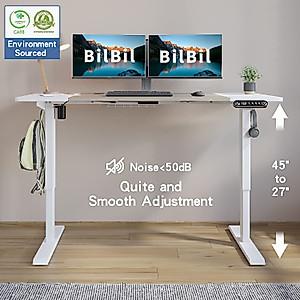 bilbil 55 x 24 Inches Electric Height Adjustable Standing Desk, Smart Home Office Stand Up Desk - Memory Settings - Solid Top - Double-Beam Construction - Anti-Collision Technology
