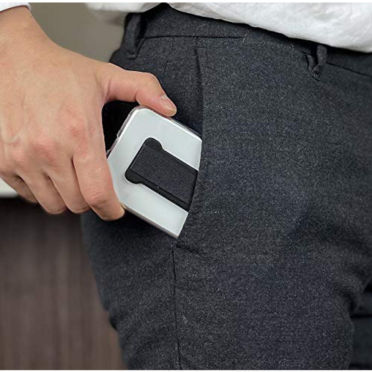 WUOJI - Finger Strap Phone Holder - Ultra Thin Anti-Slip Universal Cell Phone Grips Band Holder for Back of Phone - 2Pack(Black)