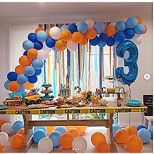 80pcs Blippi Balloon Arch Garland Kit Birthday Party Supplies Decorations Blue Orange White Balloon Theme Backdrop for Kids Party