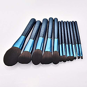 Silicone Shower Hair Brush Eyeliner Cheek Brush Cosmetic Brow 12Pcs Powder Set Tool Eyeshadow Makeup Brush Ring Cover