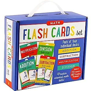 Essential Math Flash Cards Set - Addition, Subtraction, Multiplication, and Division (4 pack set)