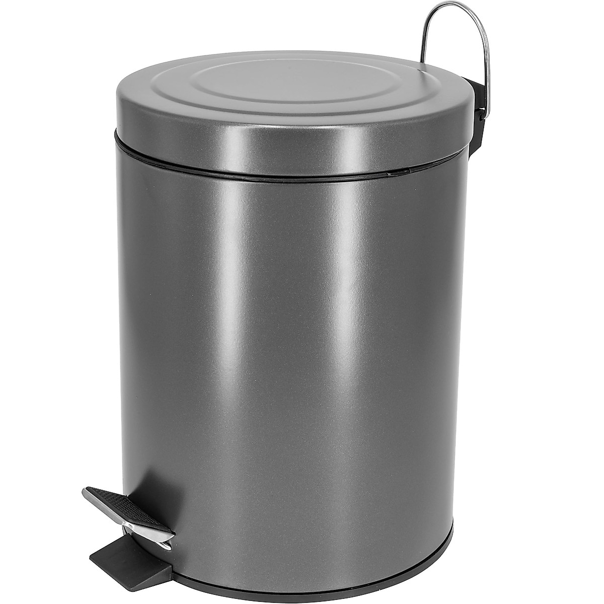 HOMEFITS Round 5L/1.3 Gal Trash Bin Plastic w/Lid-Eco, Easy Clean, Suitable for Bathroom, Bedroom, Office-Long Life Durable White Bathroom Trash, Office Bin