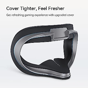 KIWI design Upgraded Face Cushion Cover and Washable Lens Cover Compatible with Quest 2 Accessories, Full-Wrapped Light Blocking Silicone Face Pad Cover