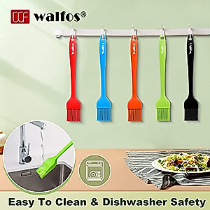 Walfos Silicone Pastry Brush, Heat Resistant Basting Brush Set, Perfect for Baking,BBQ Grill,Kitchen Cooking,Strong Steel Core and One-Pieces Design,BPA Free and Dishwasher Safe (5 Pcs)