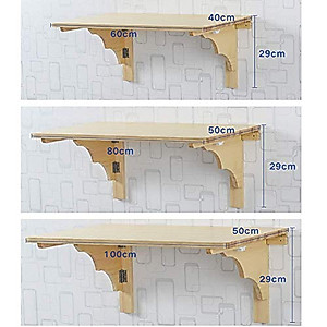 PIBM Stylish Simplicity Shelf Wall Mounted Floating Rack Solid Wood Computer Desk Table Dining Againstfoldable,3 Sizes, Wood , 100x50x29cm