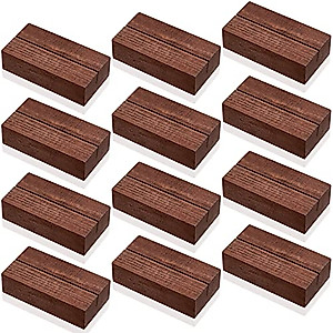 Thyle 12 Pieces Wood Place Card Holders Wood Sign Holders Table Number Holder Stands Name Card Holder for Wedding Party Events Decoration (Walnut Color, 3 x 1.6 x 0.8 Inch)
