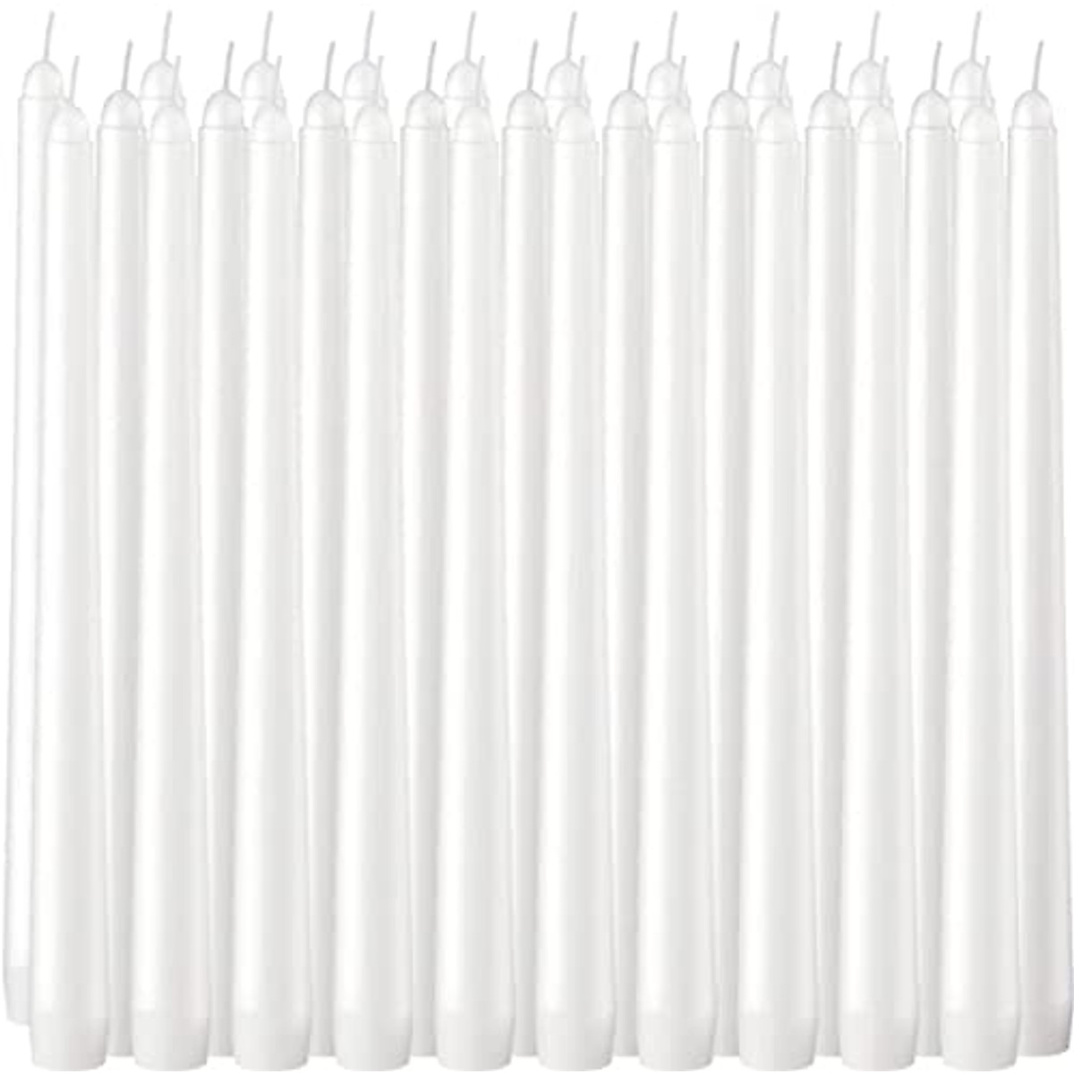 30 Pack Tall Taper Candles - 10 Inch White Dripless, Unscented Dinner Candle - Paraffin Wax with Cotton Wicks - 7.5-8 Hour Burn Time
