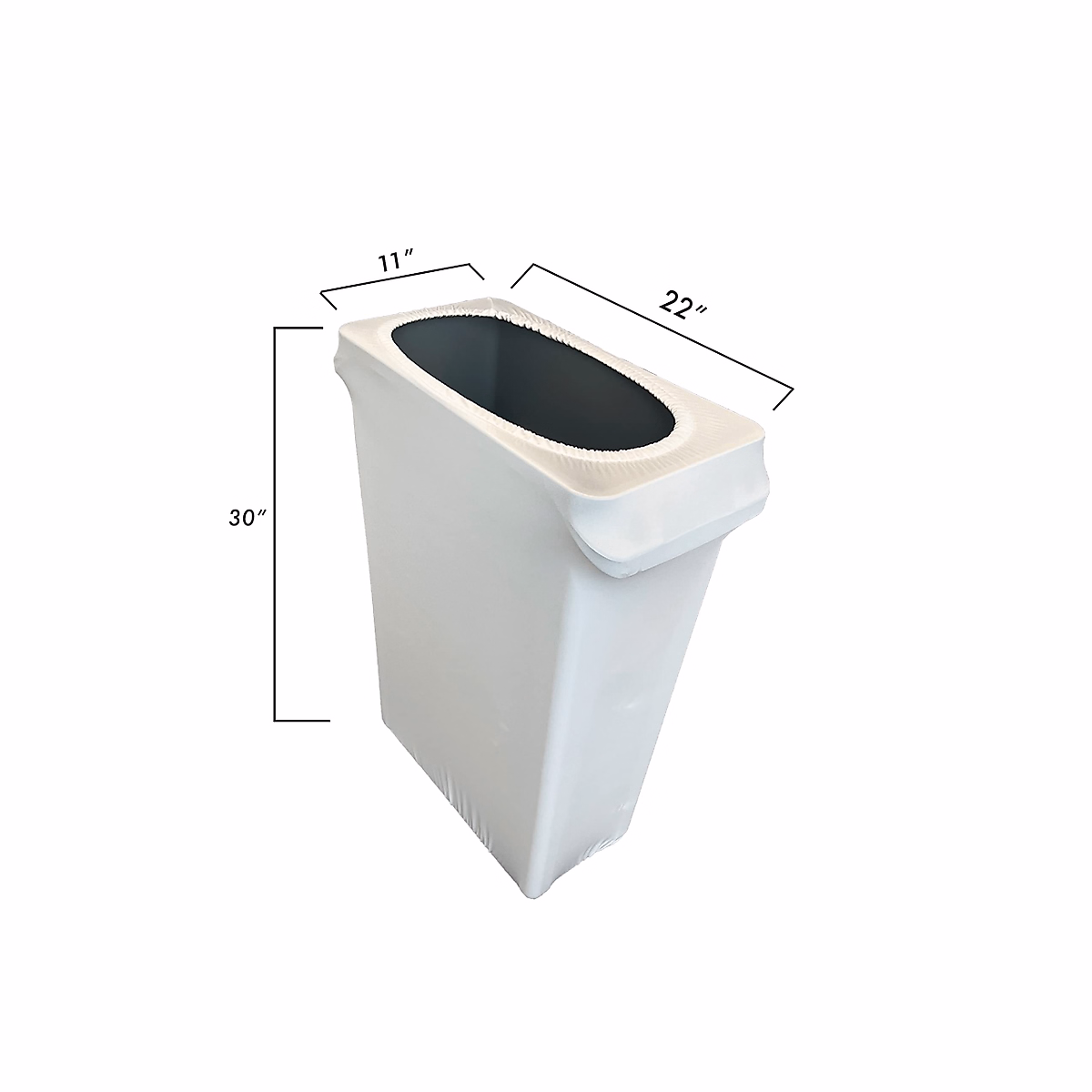 Spandex & Table Linens Spandex Stretch Slim Jim Trash Can Cover - Garbage Can Cover for 23 Gallon Trash Bins - Durable Polyester/Spandex Blend Garbage Can Covers - Made in The USA - White