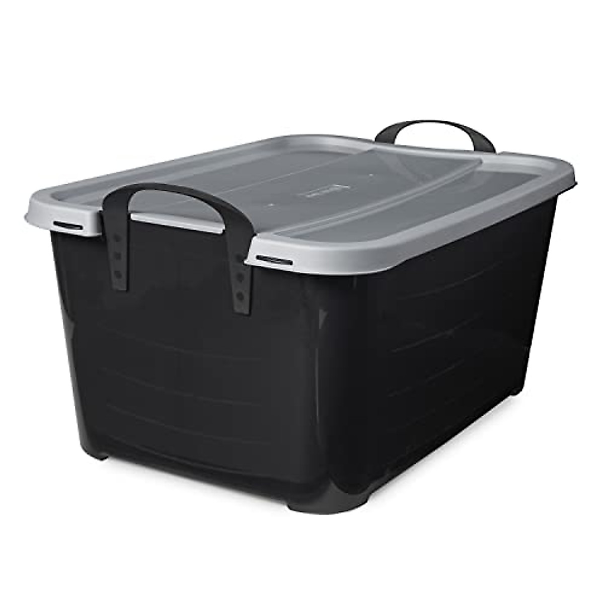 Life Story Multi-Purpose 55 Quart Stackable Storage Container with Secure Snapping Lids for Home Organization, Black (6 Pack)