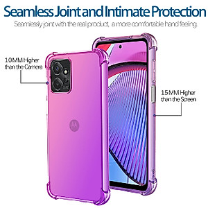 KOARWVC Case for Motorola ThinkPhone Case, Moto ThinkPhone 5G Case, Crystal Clear Case Gradient Slim Anti Scratch TPU Shockproof Protective Phone Cases Cover for Motorola ThinkPhone (Pink/Purple)