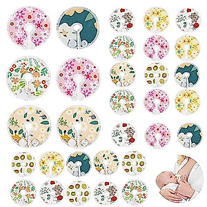 Komake G Tube Button Covers, 32 Pcs G Tube Pads Holder Cotton Pads for Feeding, Abdominal Soft G Tube Covers, Reusable Feeding Tube Supplies for Breastfeeding Nursing Care (Floral Random)