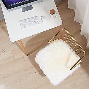 Outlavish Sheepskin Seat Pad Covers, 20x20 Square Medical Cushion for Chairs & Stools, Super Soft Fur & Extra Memory Foam Layer (Pearl White, 20x20)