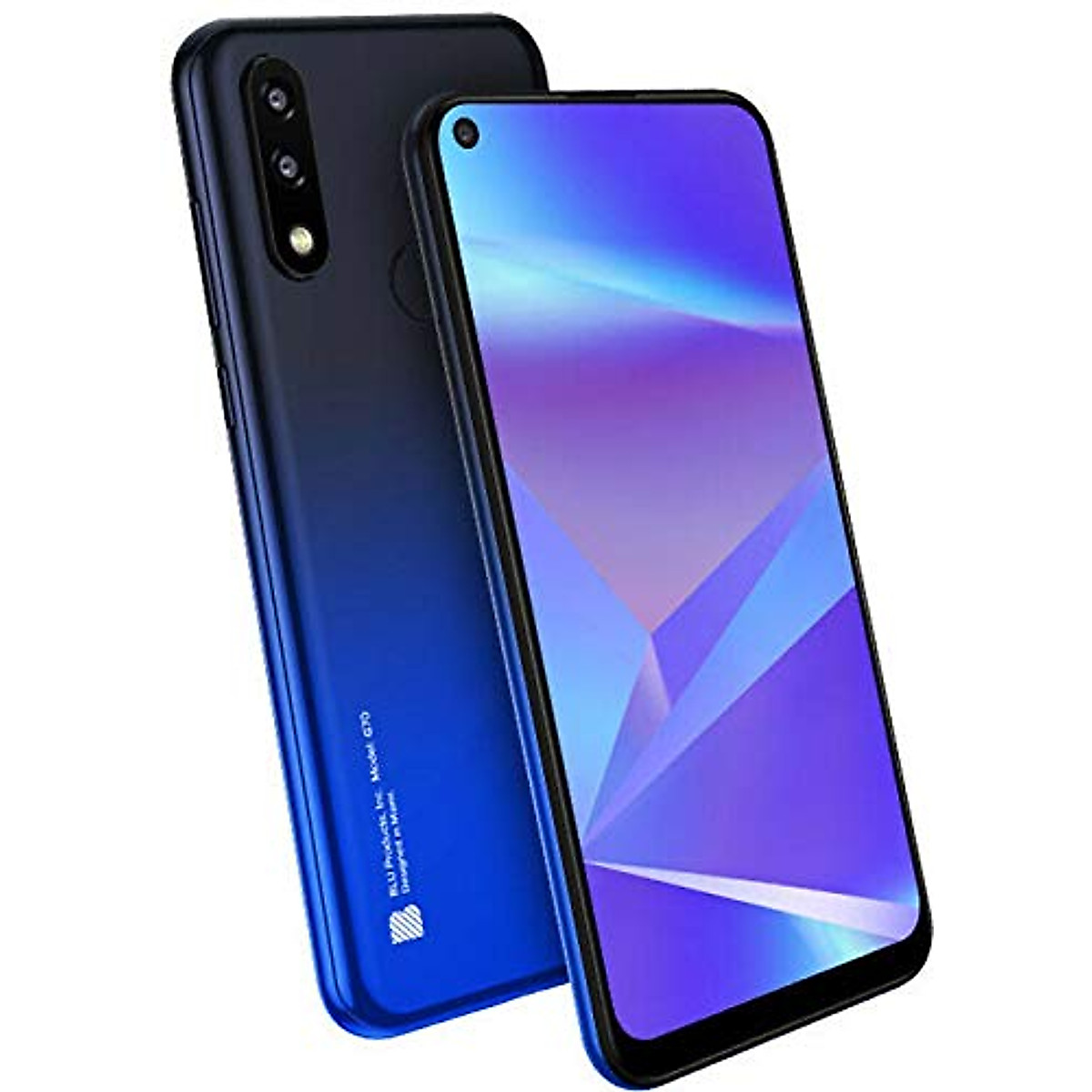 BLU G70 G0250WW 6.4" HD+ Infinity Dot 32GB Dual-SIM GSM Smartphone, 2GB RAM, Dual 13MP Rear + 8MP Front Camera, Mediatek Helio P23, Android 9 Pie, Unlocked, Blue