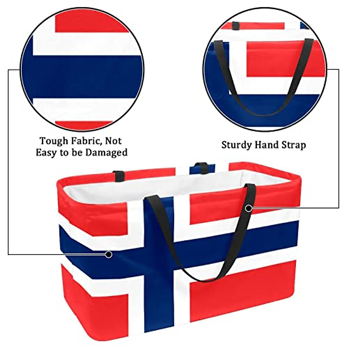 Reusable Grocery Bags,Recyclable Shopping Bags,flag of Norway,Washable Durable Pouch Portable Tote Bag