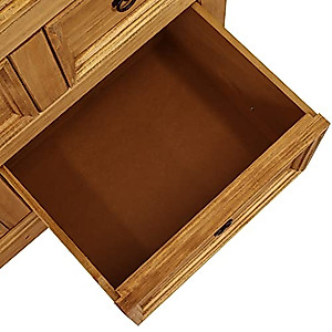 Sunnydaze 39.75-Inch W Solid Pine 9-Drawer Chest of Drawers - For Living or Dining Room - Light Brown