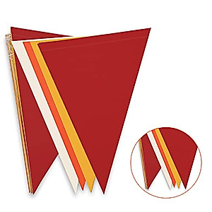 YSSAI 40Ft Triangle Flag Paper Pennant Banner Orange Fall Party Garland Bunting for Fall Decor Thanksgiving Day Harvest Autumn Wedding Birthday Party Home Outdoor Garden Hanging Decoration 104 Flags