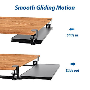 Homaisson Keyboard Tray Under Desk, (XL) Pull Out Keyboard & Mouse Tray with C Clamp, 25''(30.5''Including Clamps) x 10'' Slide-Out Computer Platform Drawer, for Home, Office Typing