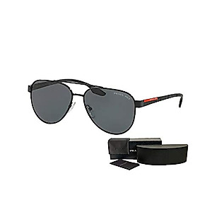 Prada PS54TS LIFESTYLE 1AB5Z1 58M Black/Grey Polarized Pilot Sunglasses For Men + BUNDLE with Designer iWear Complimentary Eyewear Care Kit