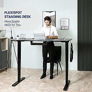 FLEXISPOT EP4 Classic Electric Standing Desk 63"x30" Inches Dual Motor 3 Stages Height Adjustable Desk Stand Up Desk with USB Charging Port and Hooks Sit Stand Desk, Black Frame & Black/Greystone Top