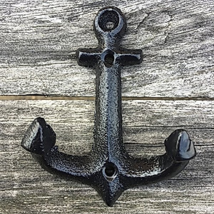 Nautical Cast Iron Ship Anchor Weathered Nautical Wall Hooks Coat Hook, Screws Included (10 PCS)