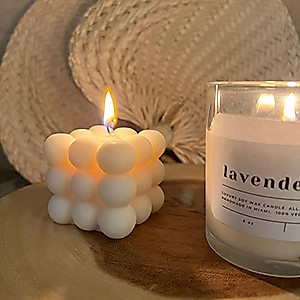 Scented Cube Candle, Bubble Candle, Cube Candle, Candle Sticks, Scented Candle, Decorative Candle, Natural Soy Wax, Housewarming Gift (White)