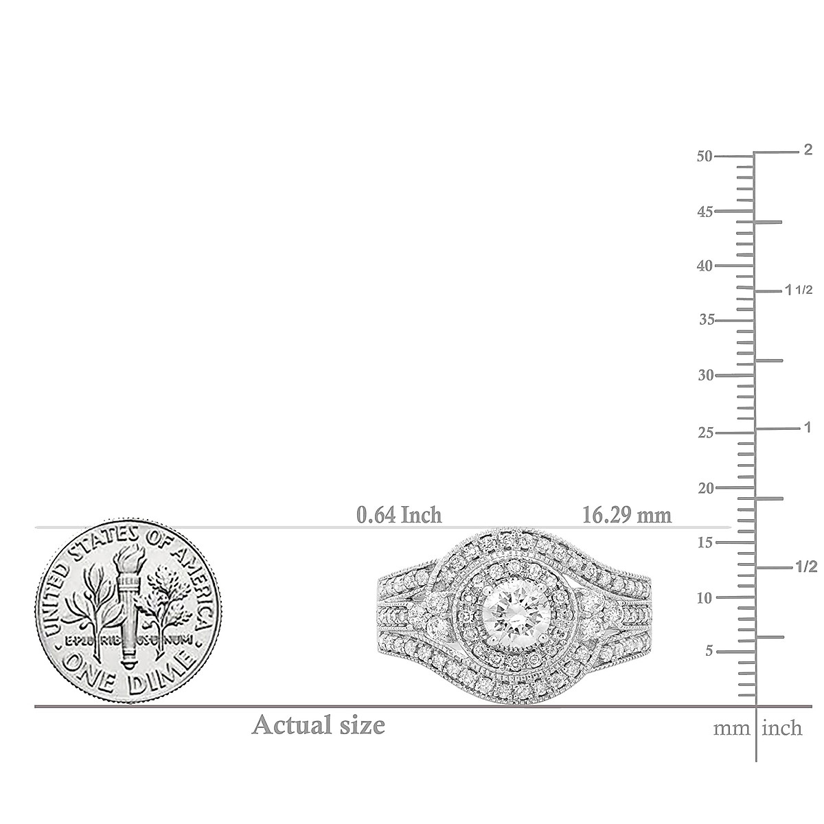 Dazzlingrock Collection 1.00 Carat (Cttw) 14k Round Diamond Women Vintage Engagement Ring Set 1 CT, White Gold, Size 8