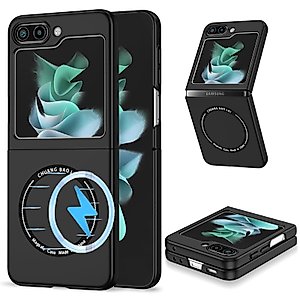 Tncavo for Samsung Galaxy Z Flip5 Case Compatible with MagSafe Wireless Charger, Heavy Duty Shockproof Protection Phone Case for Samsung Galaxy Z Flip 5 5G CX Black