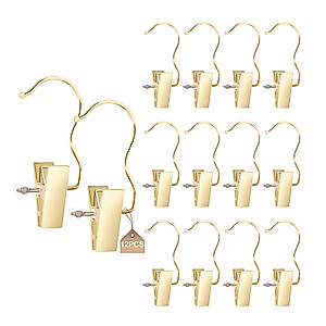 KOOBAY Boot Hangers 4.5" Metal Outfit Hanger Gold Hanging Clips for Gloves Shoes Laundry Hooks Hair Extension Wigs Clips Portable Home Travel Hangers for Hat, Towels, Bras, Socks 12Pack